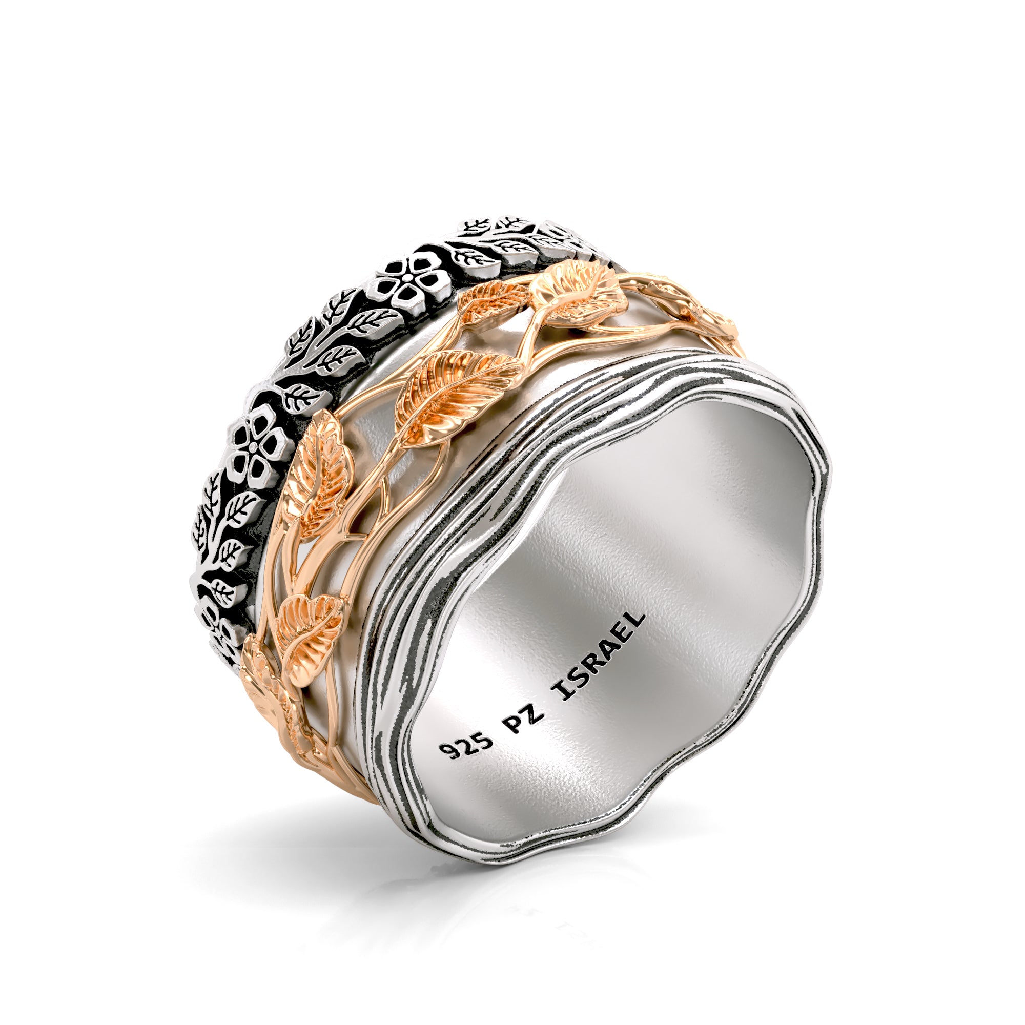 Leaf and Floral Design Spinner Ring – dannynewfeldjewelry
