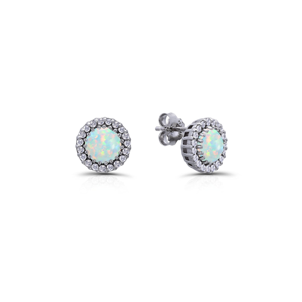 Sterling Silver White Topaz and Opal Stud Earrings – dannynewfeldjewelry