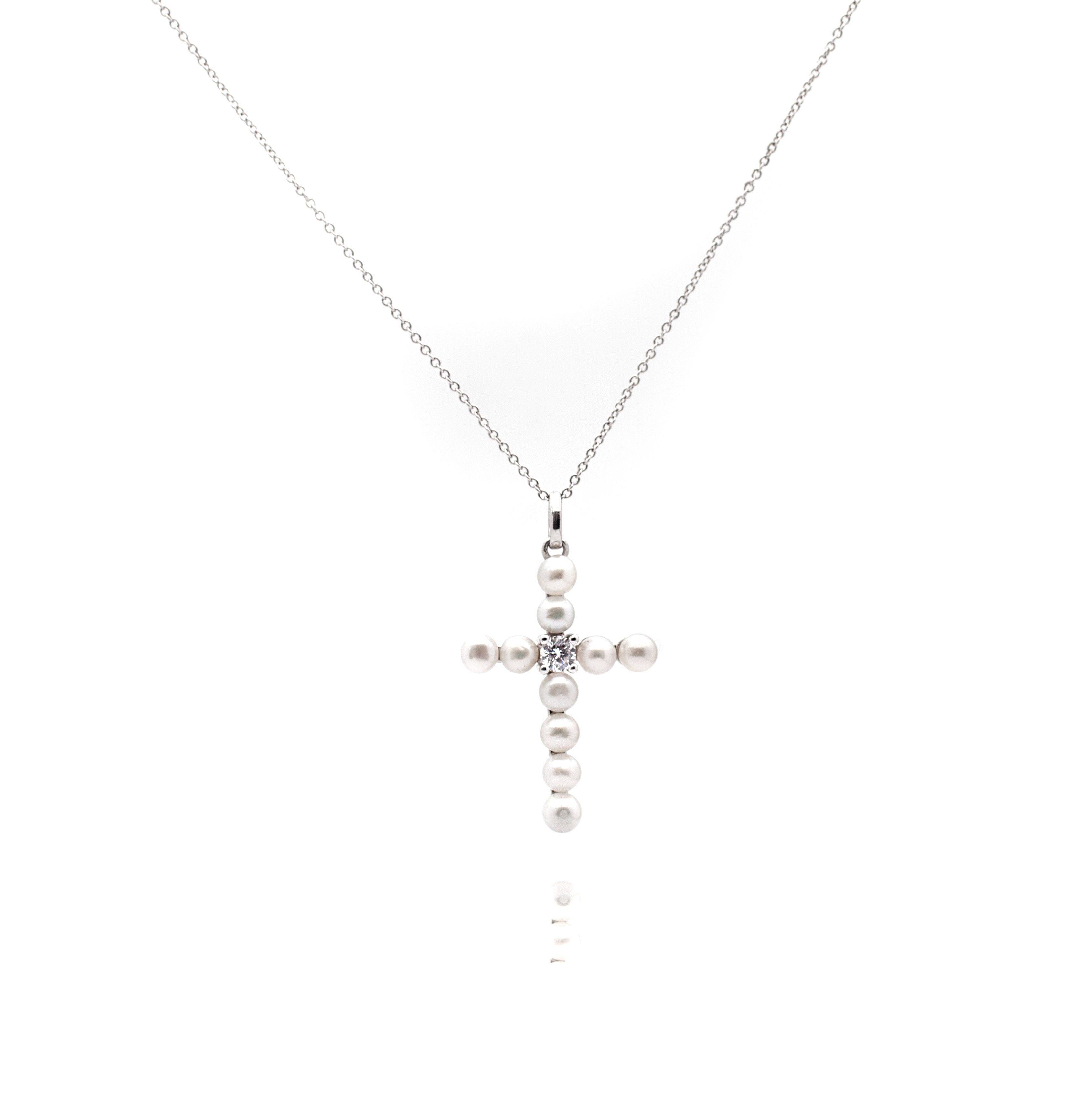 Freshwater Pearl Gemstone Cross Necklace – dannynewfeldjewelry