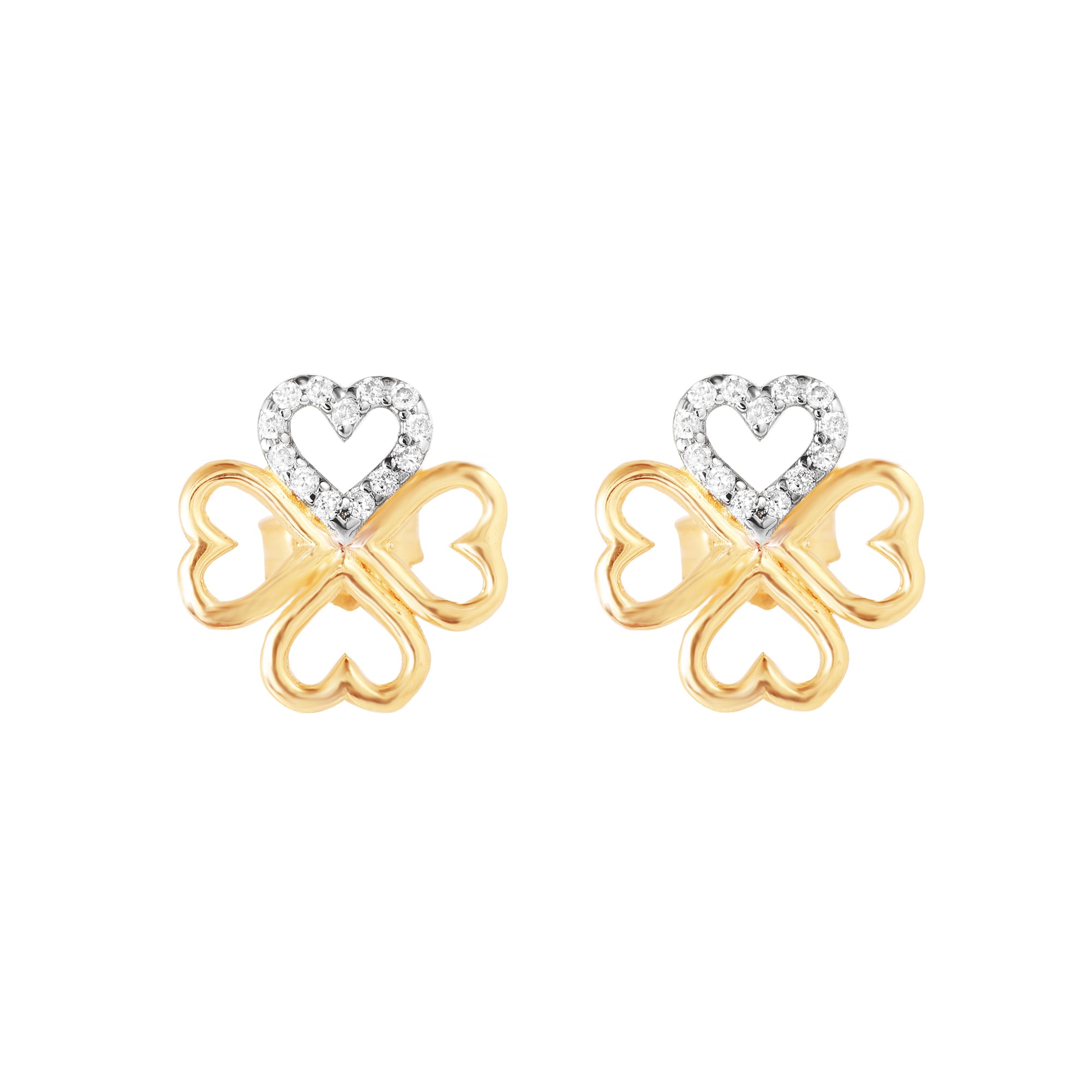 14K Gold Diamond Clover Stud Earrings – dannynewfeldjewelry
